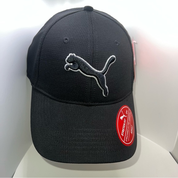 Puma | Accessories | New Puma Black Baseball Hat Cap White Logo Mesh ...
